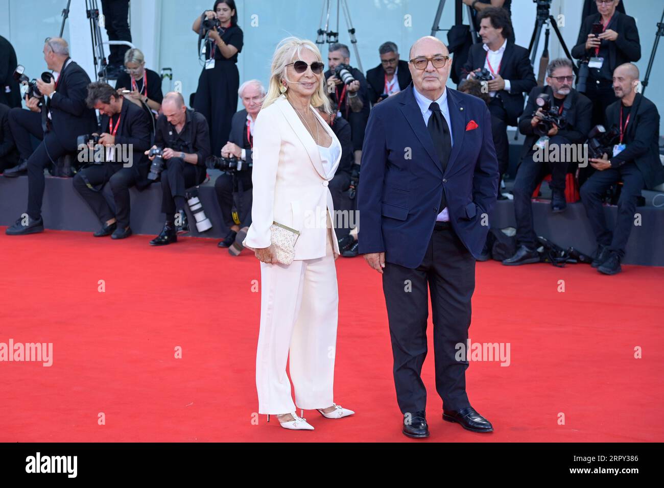 Venice Lido, Italy. 05th Sep, 2023. Francesca Lo Schiavo (l) and Dante Ferretti (r) attend the ...