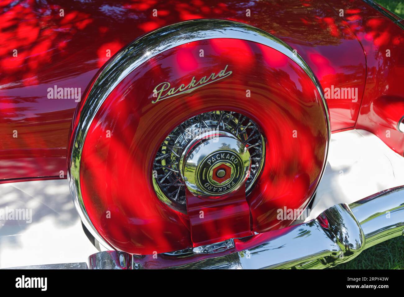 Packard Caribbean convertible car, rear view, shown parked with top ...