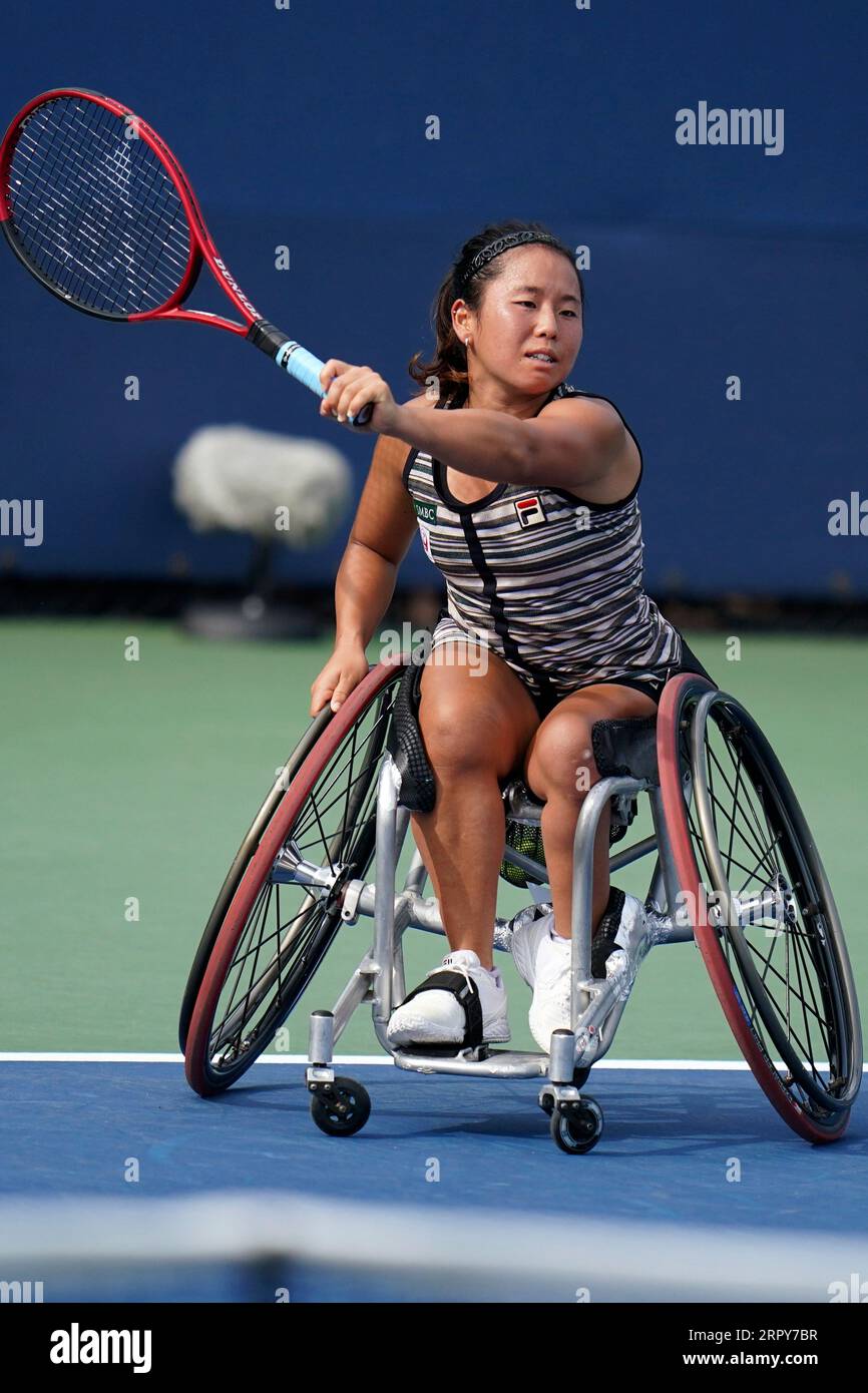 Yui Kamiji of Japan during the first round of the U.S. Open wheelchair ...