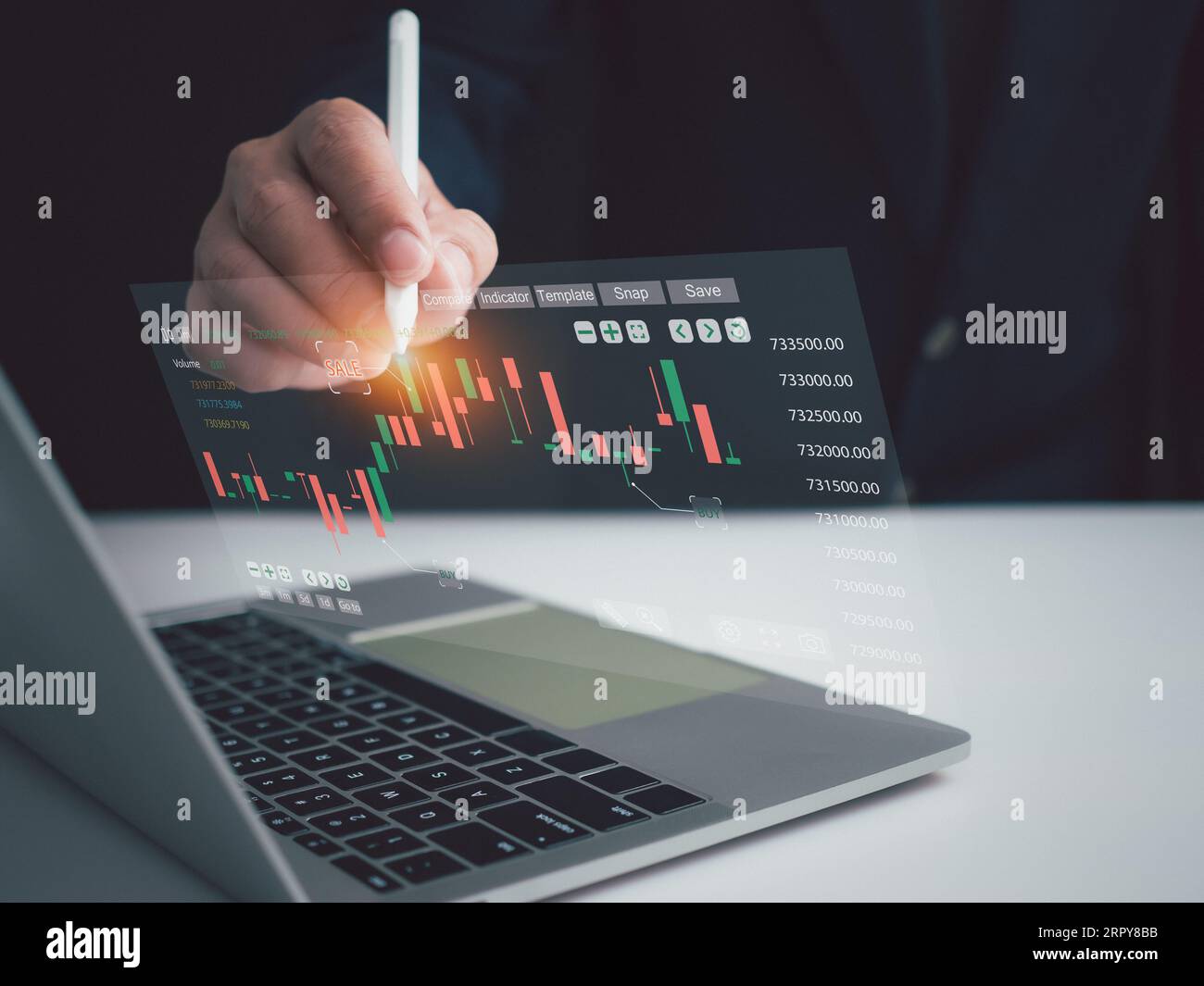 Stock market, Business growth, progress or success concept. Businessman ...