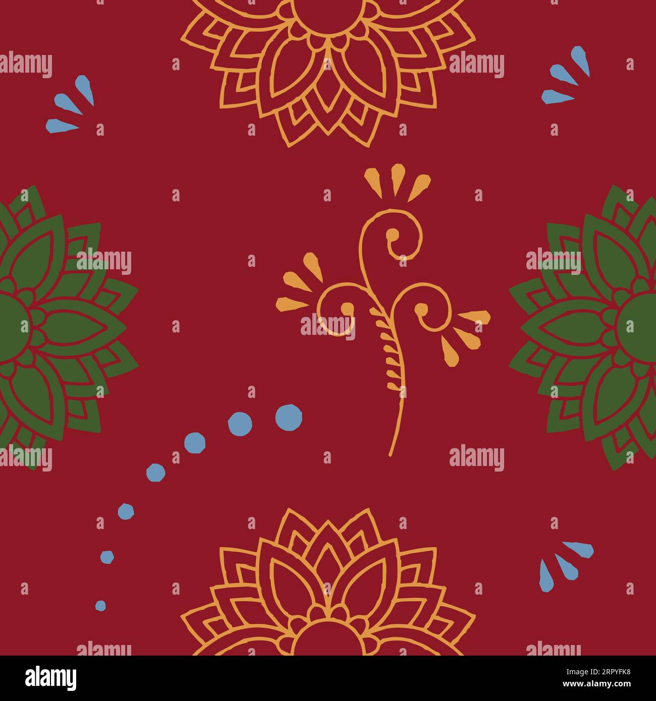 red seamless pattern mandala background vector Stock Vector Image & Art ...
