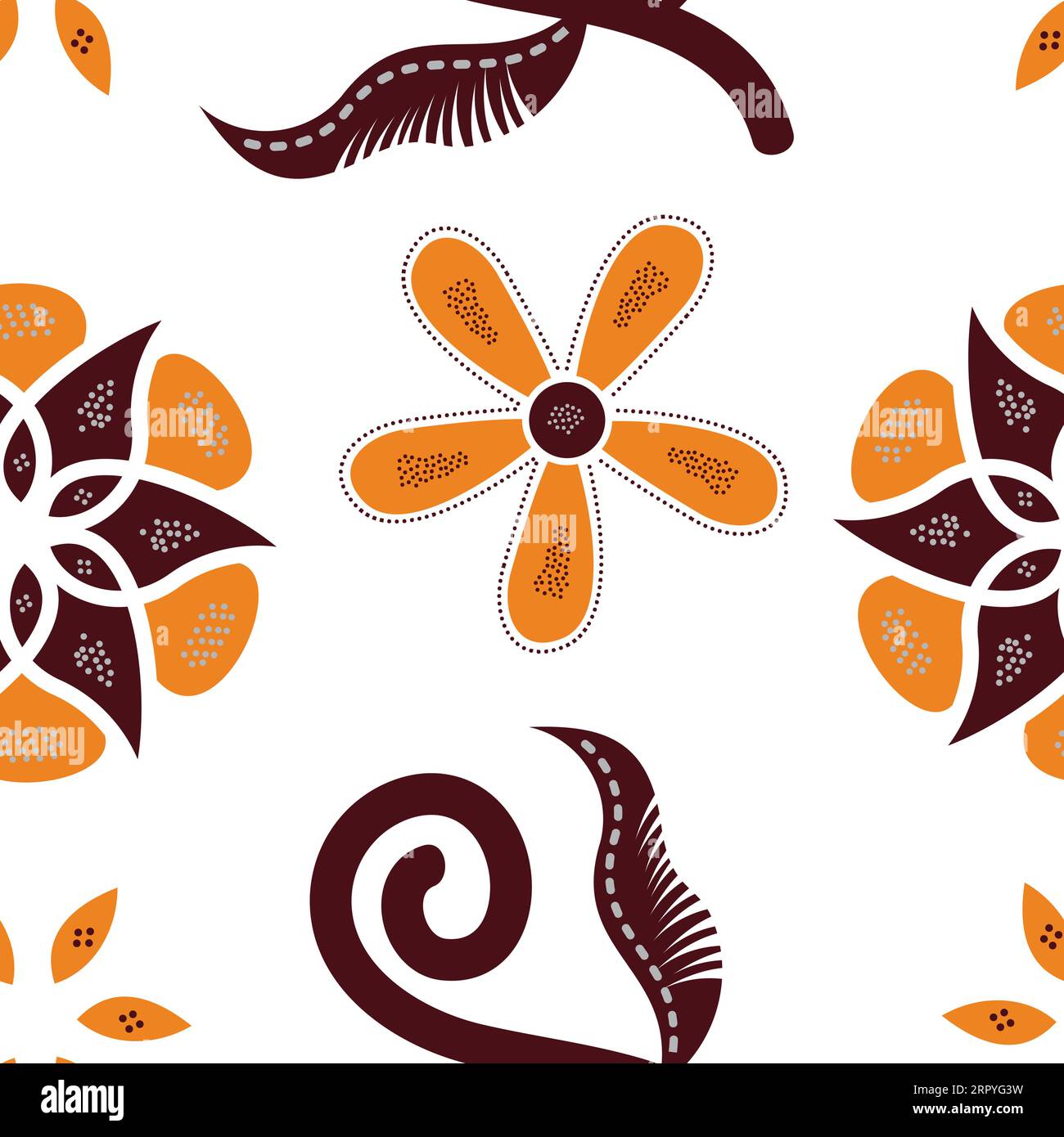 classic brown flower white seamless background vector Stock Vector ...