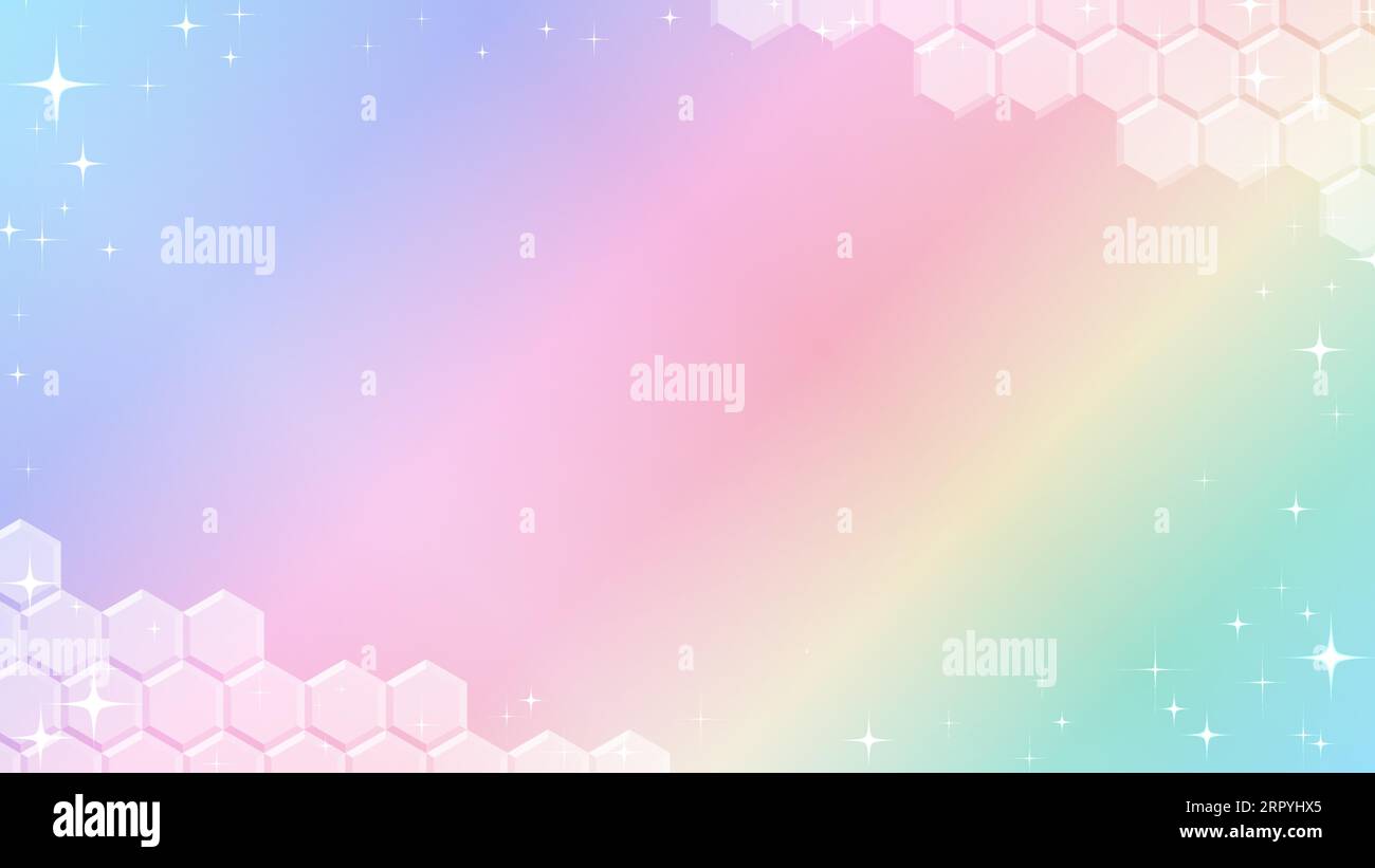 pale rainbow hexagon pattern background.Separate top and bottom ...