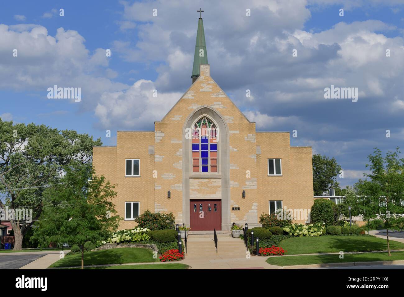 Wheaton, Illinois, USA. St. Paul Lutheran Church in a suburban Chicago ...