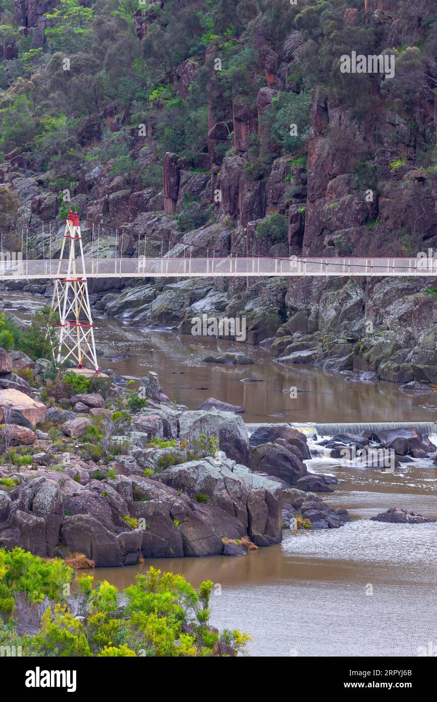 The Alexandra Suspension Bridge and South Esk River in Cataract Gorge ...