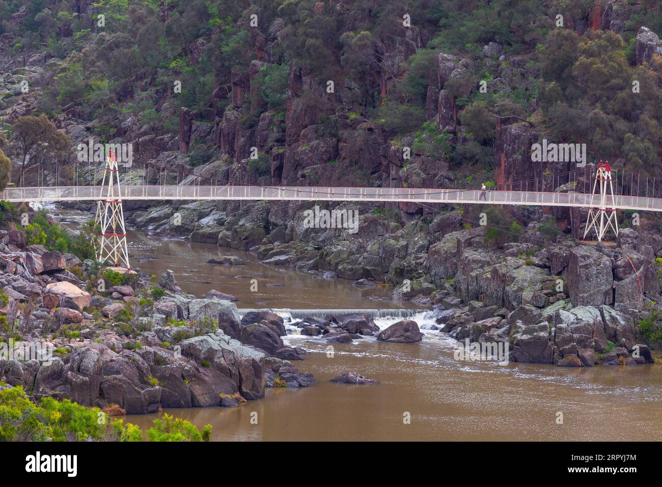 The Alexandra Suspension Bridge and South Esk River in Cataract Gorge ...
