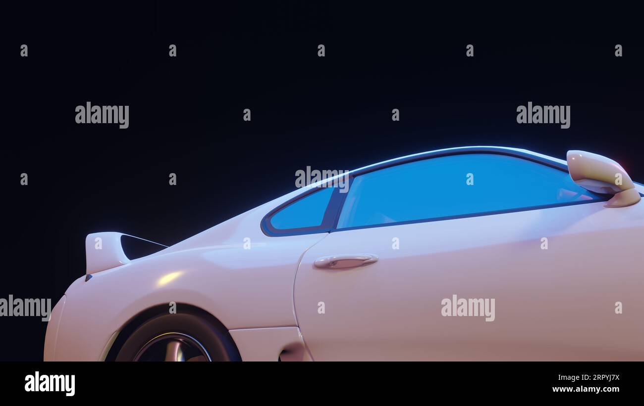 3D rendered luxurious white car studio photoshoot. modern super cart ...