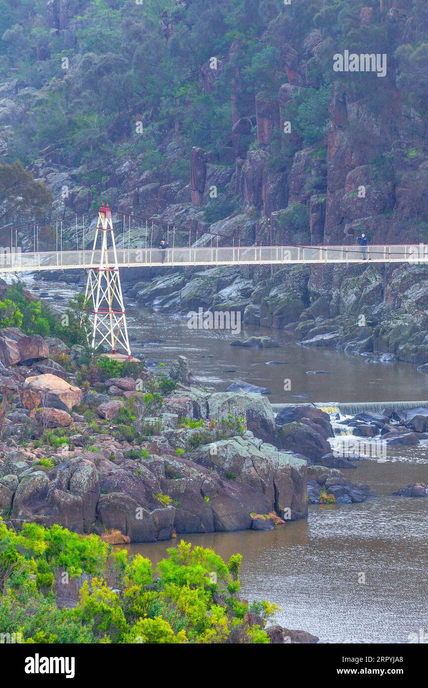 The Alexandra Suspension Bridge and South Esk River in Cataract Gorge ...