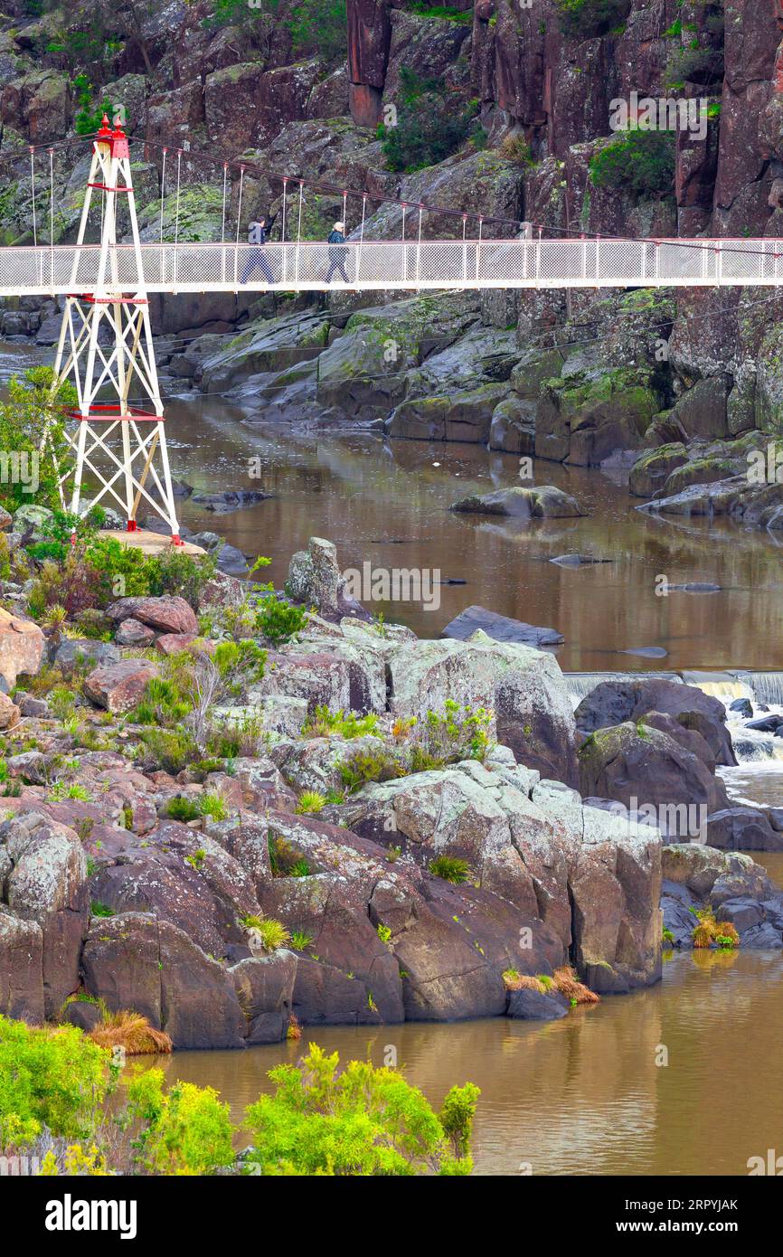 The Alexandra Suspension Bridge and South Esk River in Cataract Gorge ...