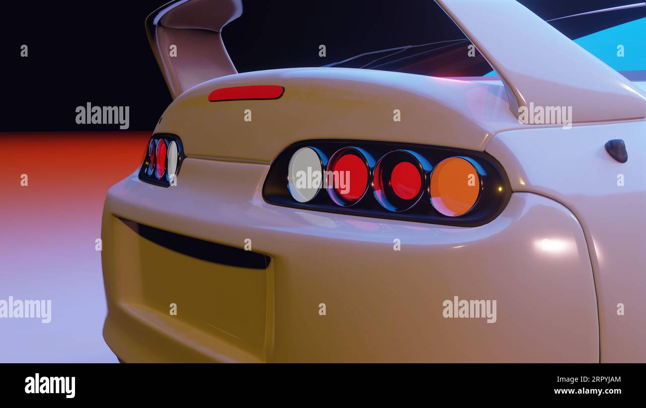 3D rendered luxurious white car studio photoshoot. modern super cart ...