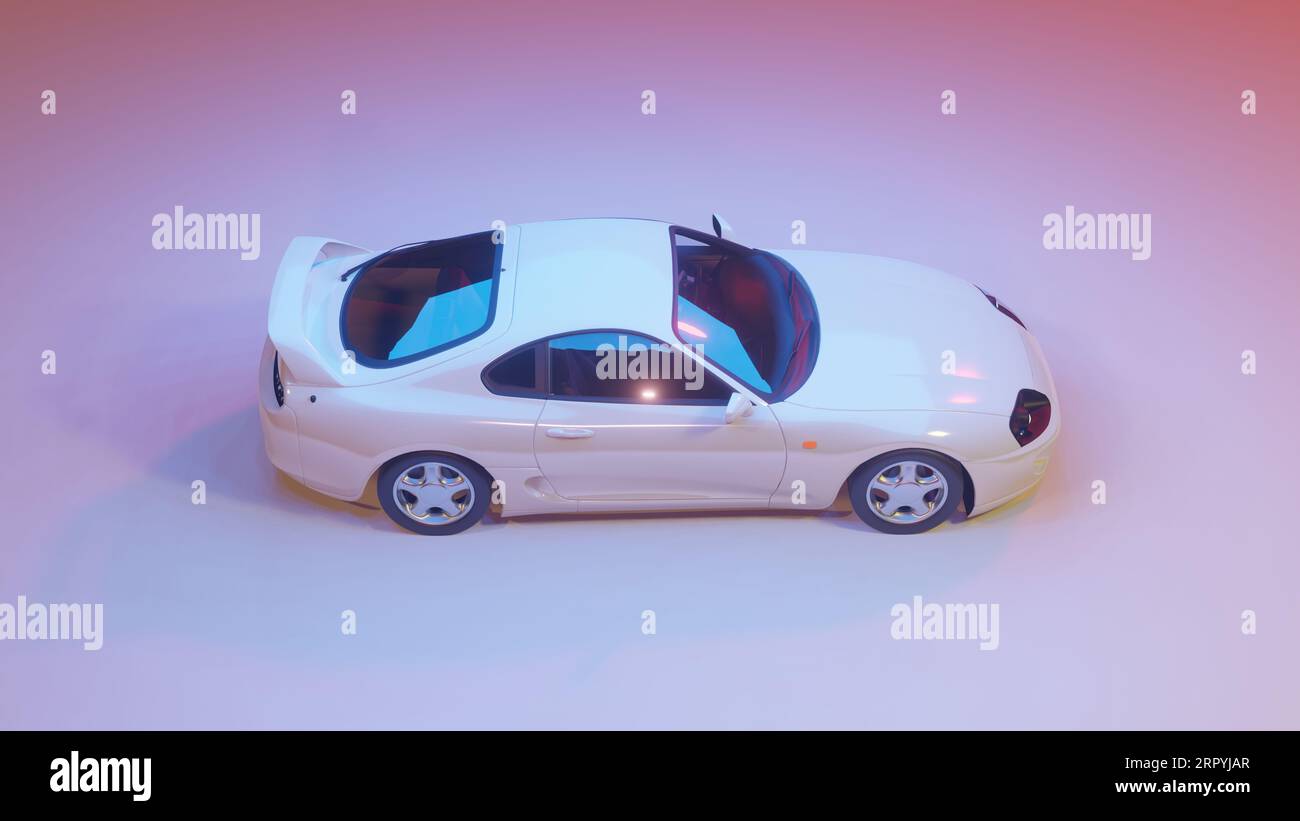 3D rendered luxurious white car studio photoshoot. modern super cart ...