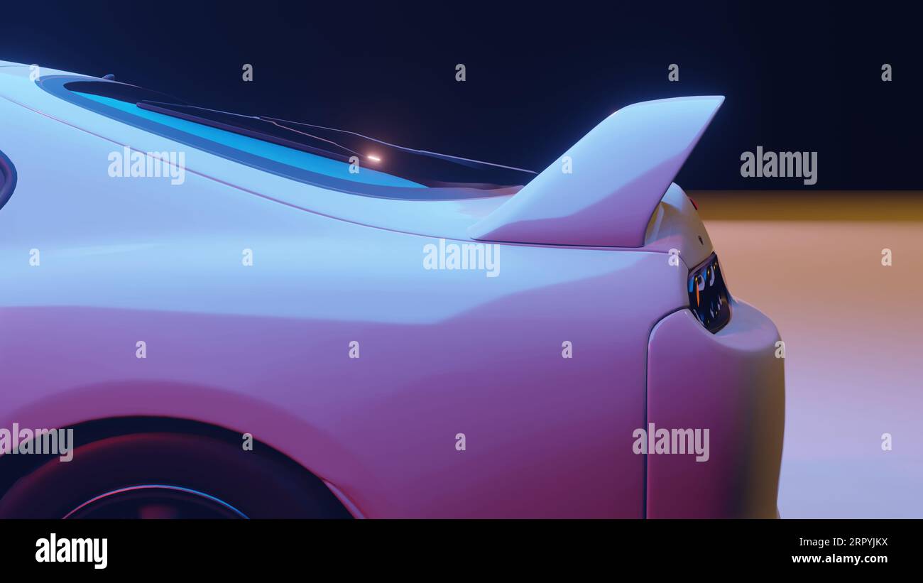 3D rendered luxurious white car studio photoshoot. modern super cart ...