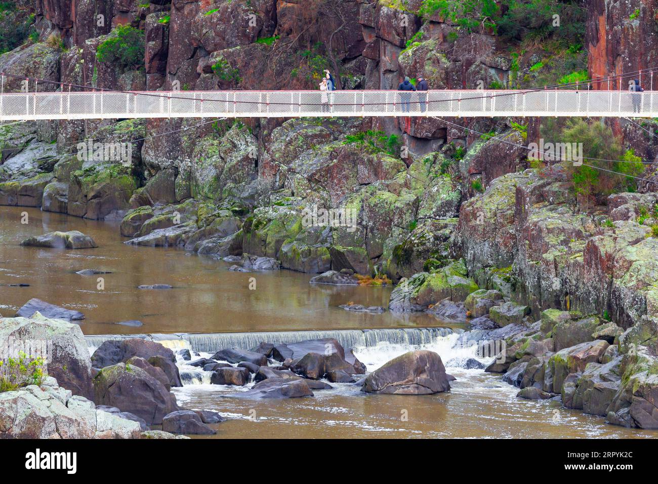The Alexandra Suspension Bridge and South Esk River in Cataract Gorge ...