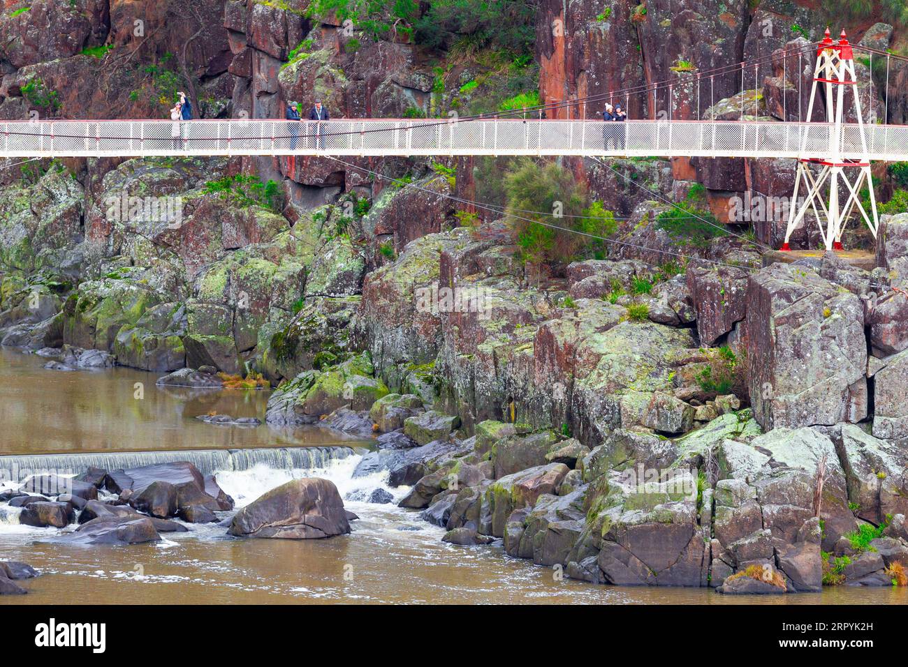 The Alexandra Suspension Bridge and South Esk River in Cataract Gorge ...