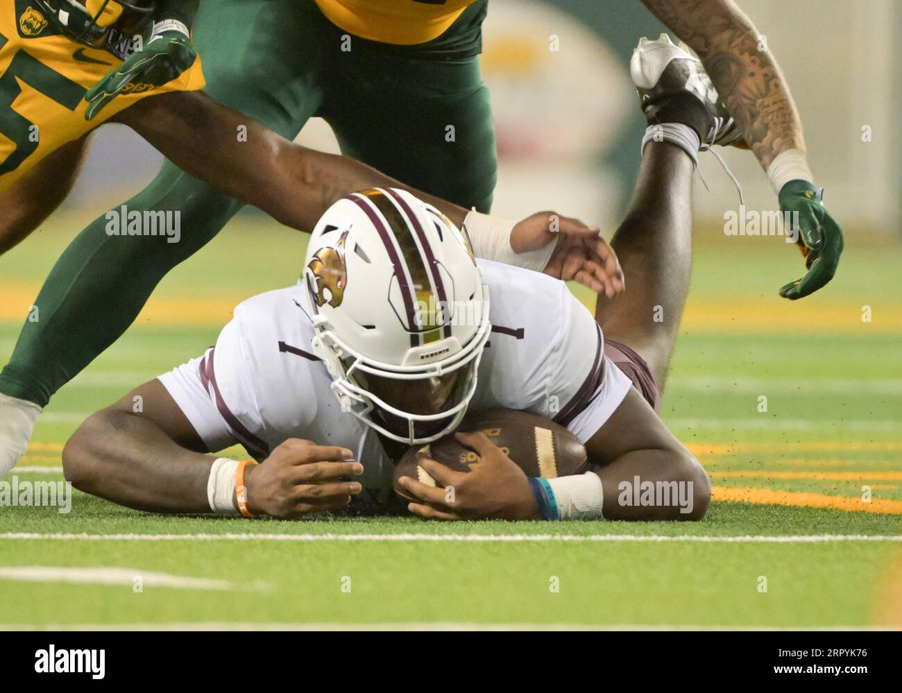 Waco, Texas, USA. 2nd Sep, 2023. Texas State Bobcats quarterback TJ ...