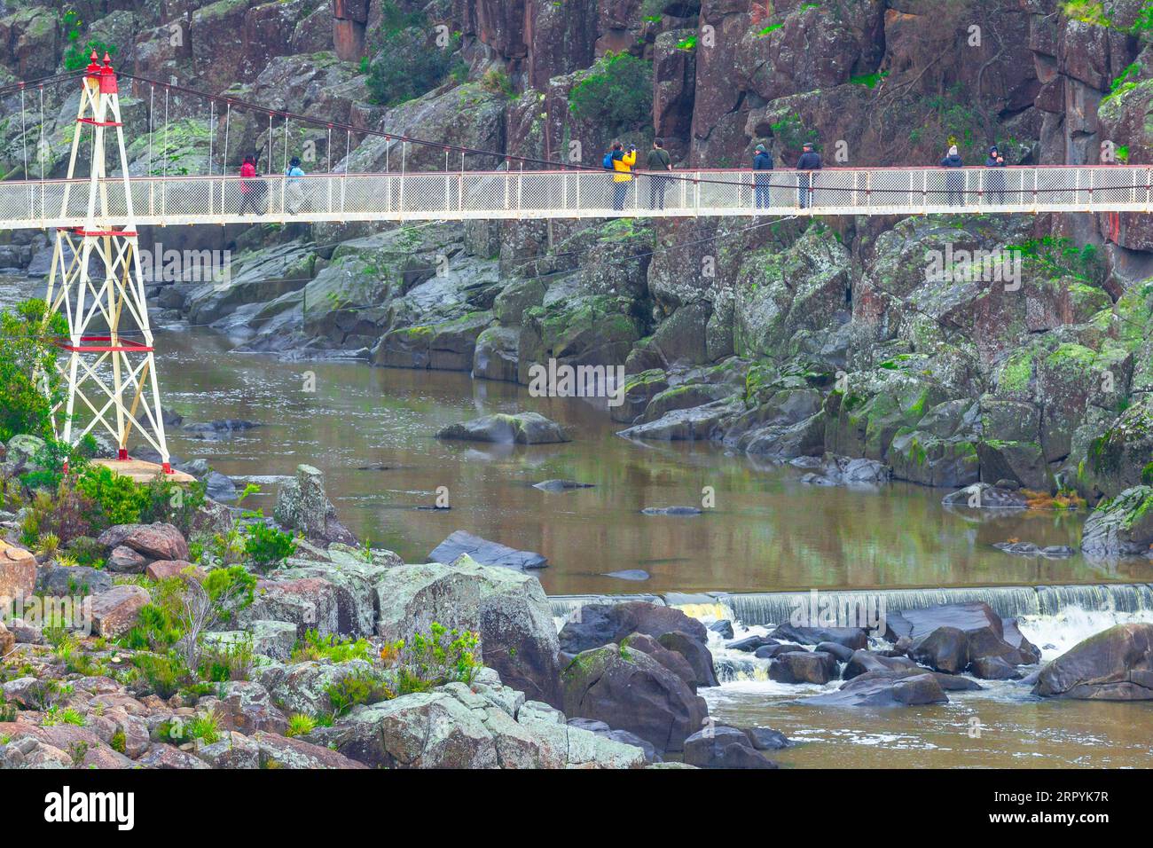 The Alexandra Suspension Bridge and South Esk River in Cataract Gorge ...