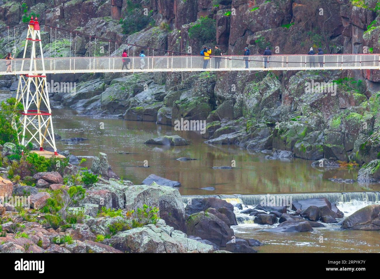 The Alexandra Suspension Bridge and South Esk River in Cataract Gorge ...