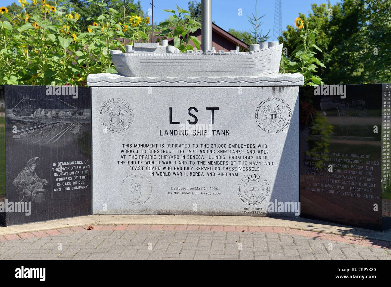 Seneca, Illinois, USA. The LST Memorial in a local park in a small ...