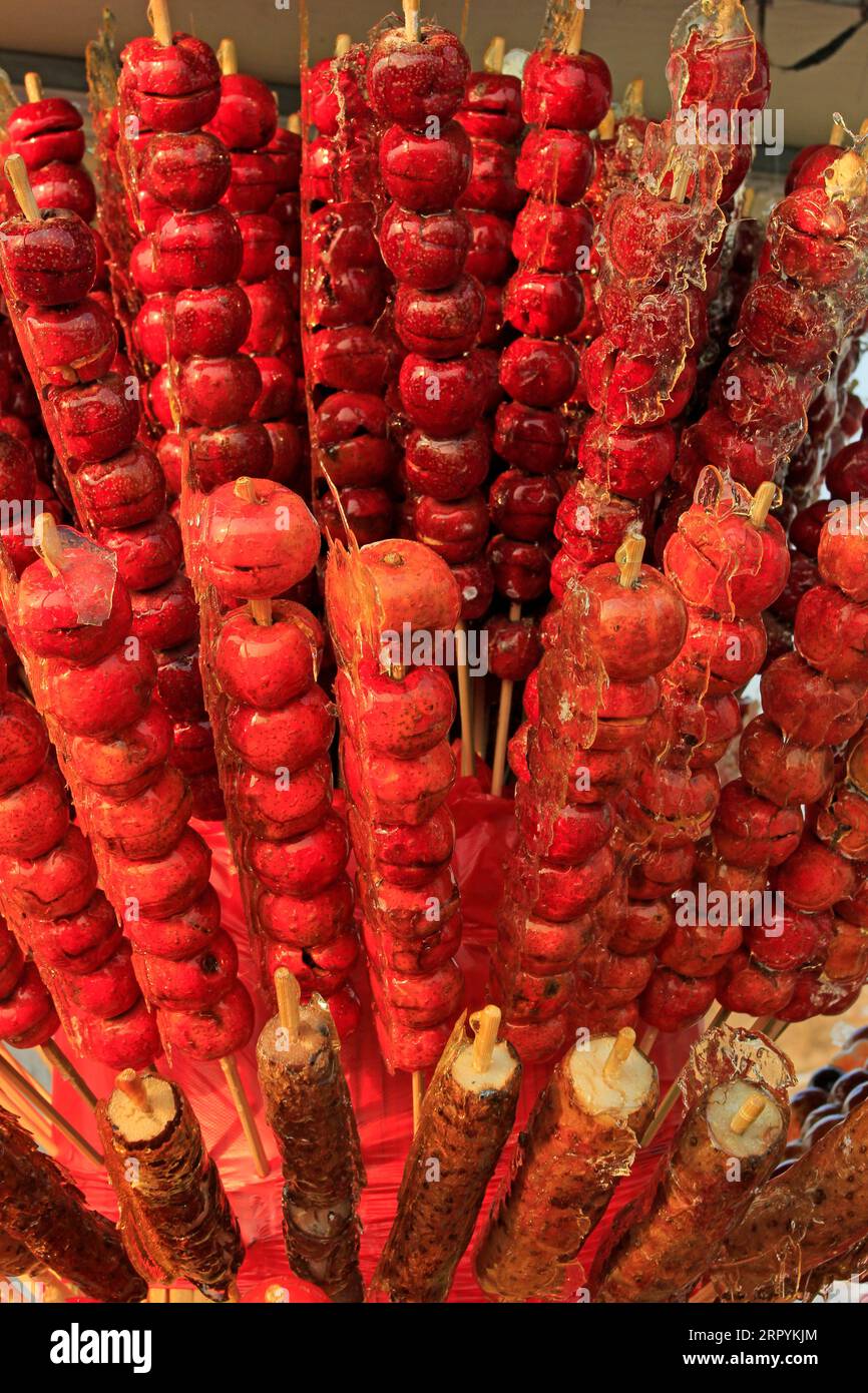 Chinese traditional snacks ice-sugar gourd, closeup of photo Stock ...