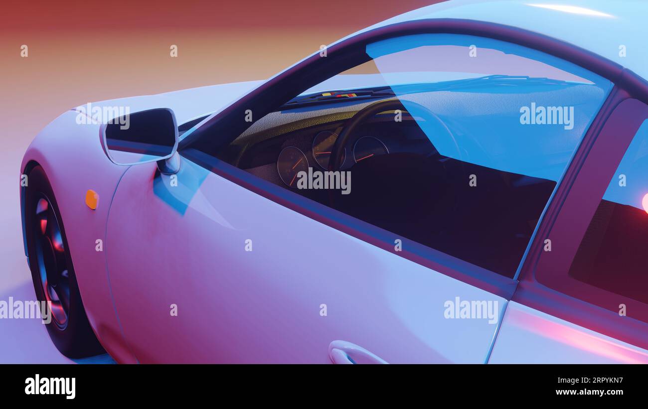 3D rendered luxurious white car studio photoshoot. modern super cart ...