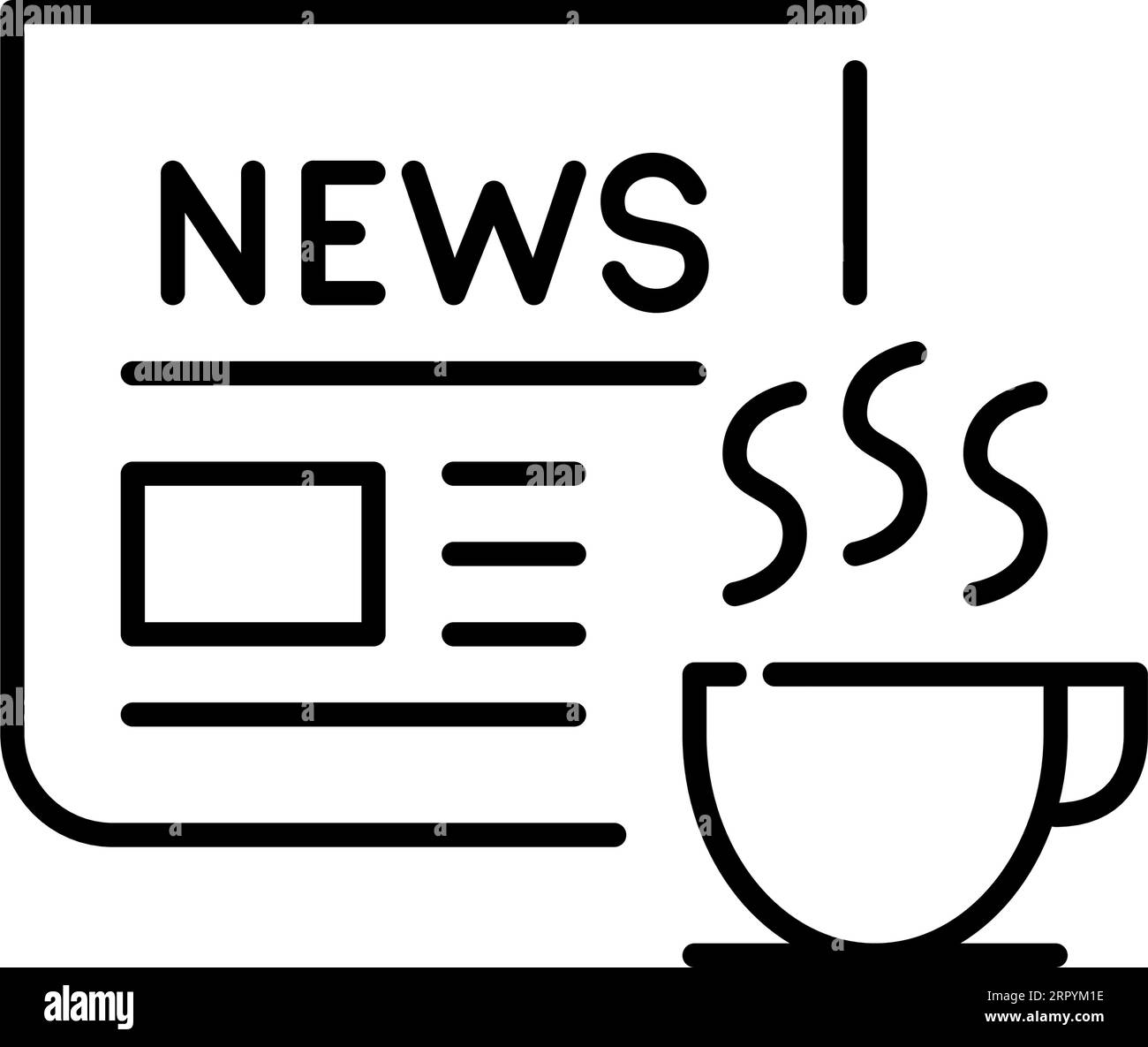 Reading newspaper in the morning with a cup of coffee. Pixel perfect ...