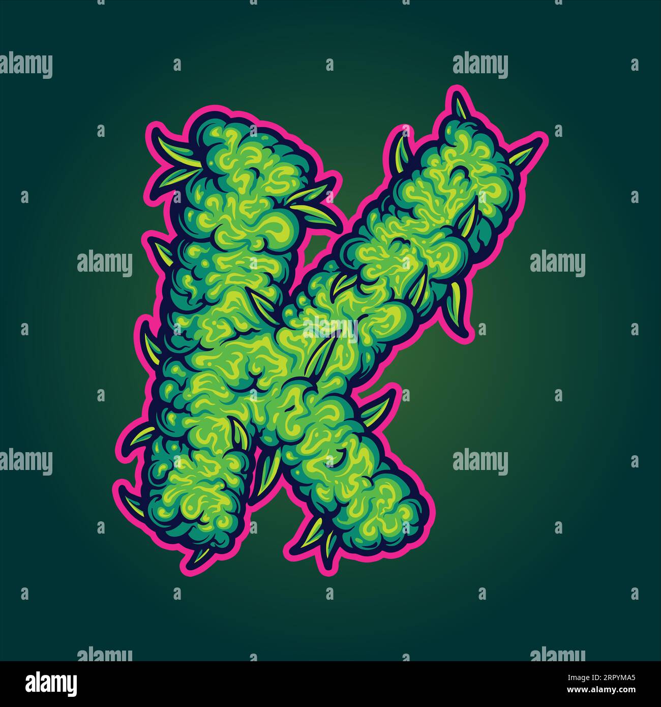 Stunning monogram letter K with cannabis bud motif vector illustrations for your work logo ...