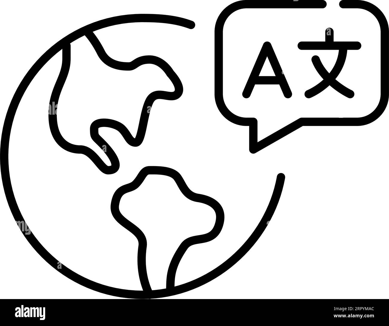 Earth globe with translation symbol. World communication. Pixel perfect ...