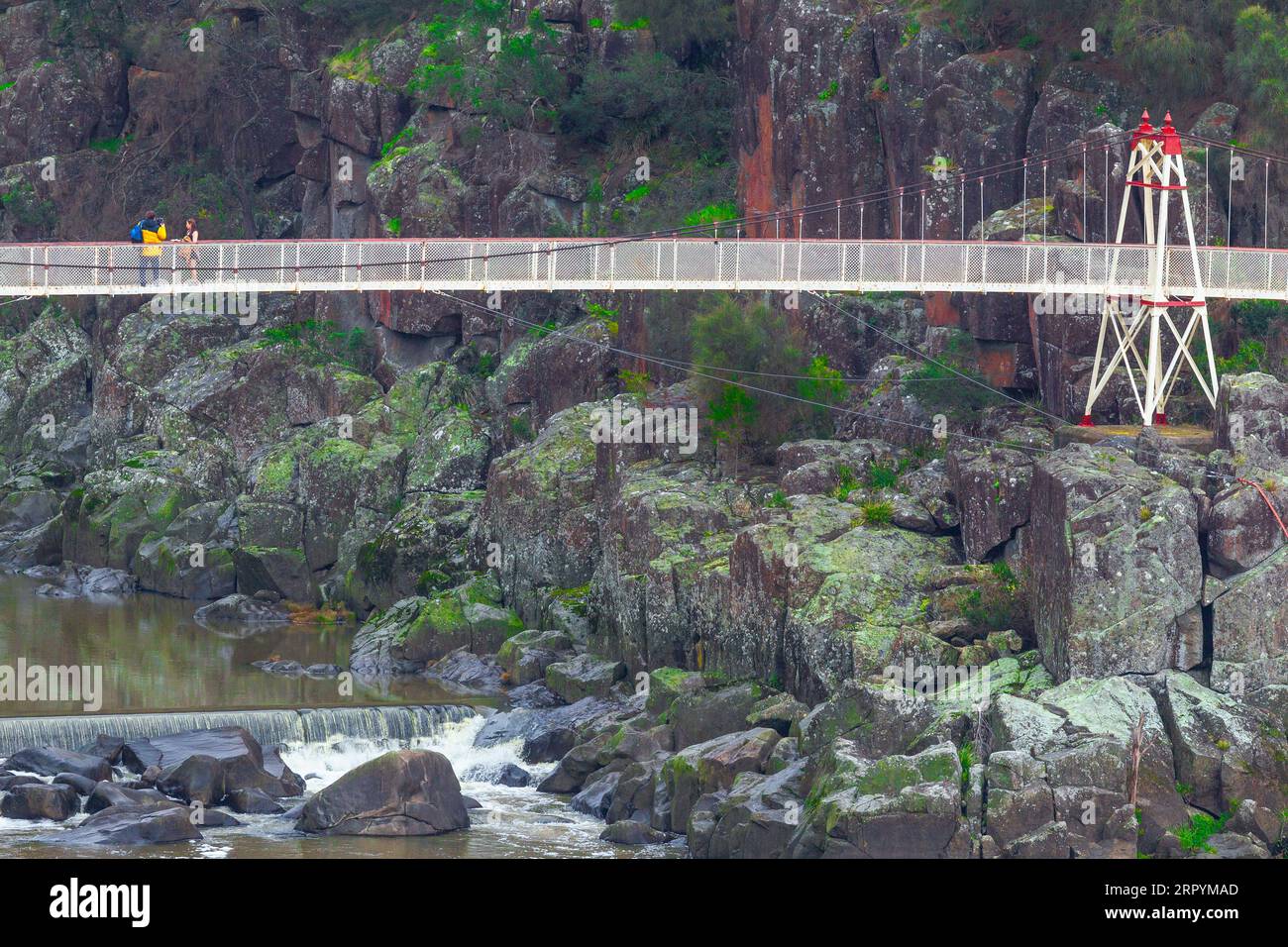 The Alexandra Suspension Bridge and South Esk River in Cataract Gorge ...