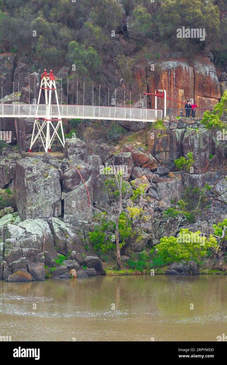 The Alexandra Suspension Bridge and South Esk River in Cataract Gorge ...