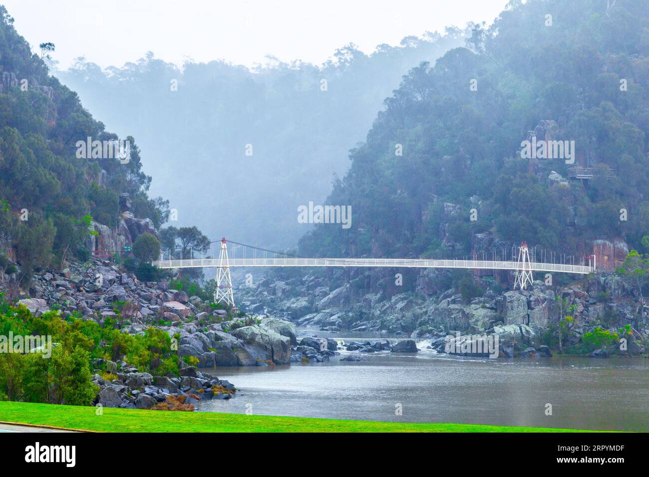 The Alexandra Suspension Bridge and South Esk River seen from the First ...