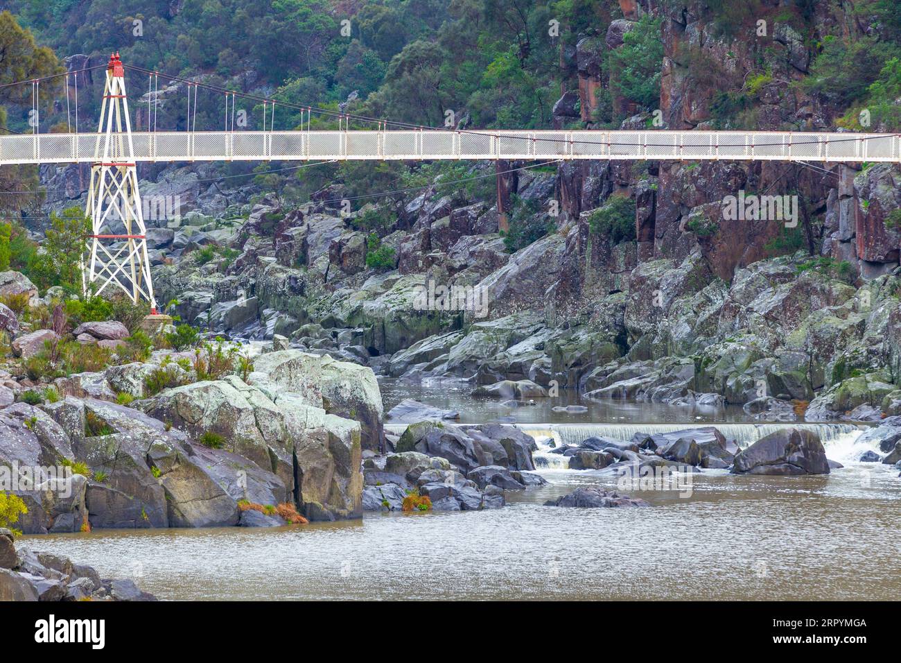 The Alexandra Suspension Bridge and South Esk River in Cataract Gorge ...