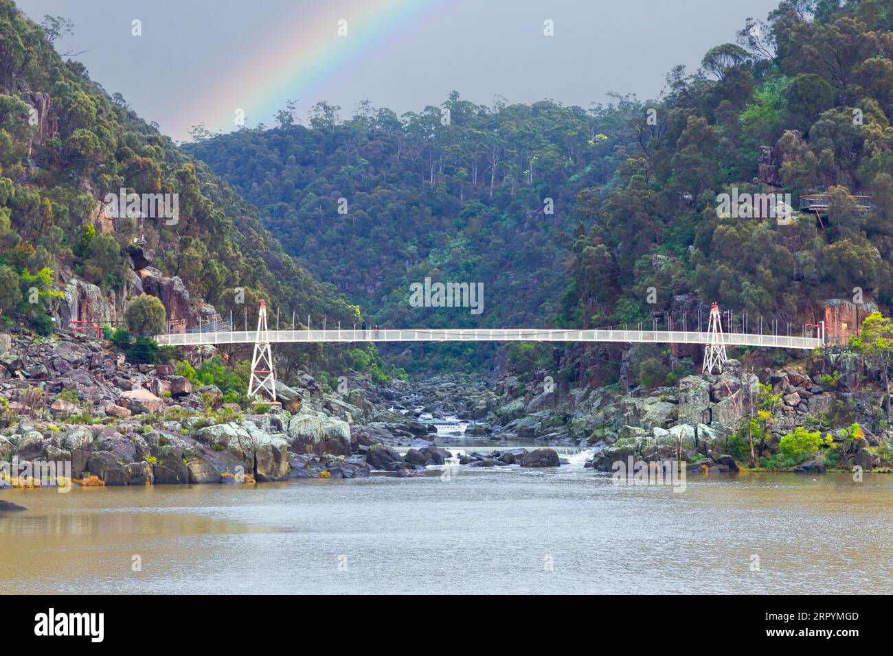 The Alexandra Suspension Bridge and South Esk River seen from the First ...