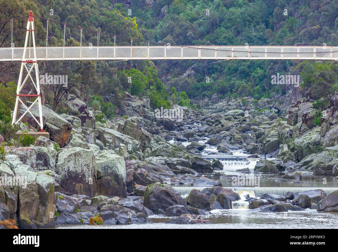 The Alexandra Suspension Bridge and South Esk River in Cataract Gorge ...