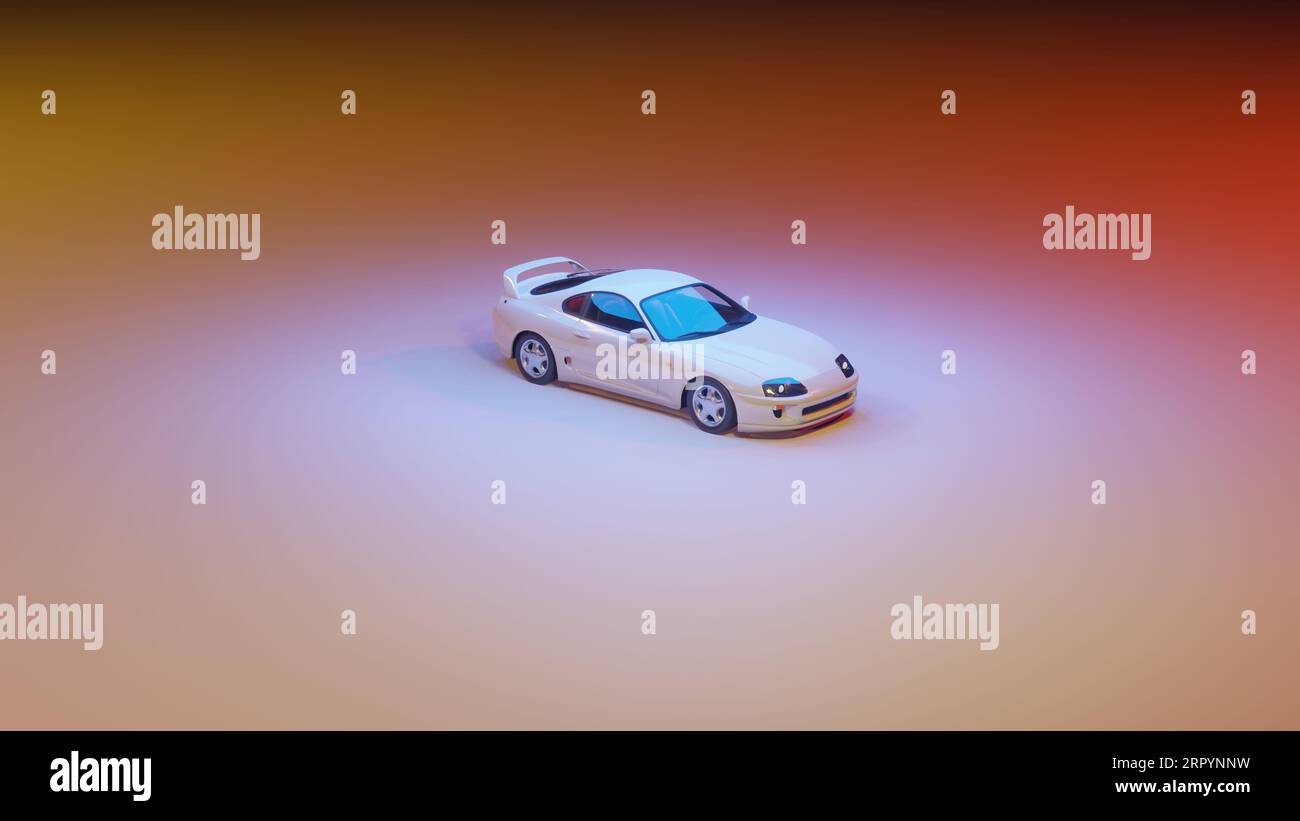 3D rendered luxurious white car studio photoshoot. modern super cart ...
