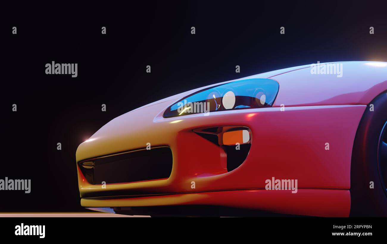 3D rendered luxurious white car studio photoshoot. modern super cart ...