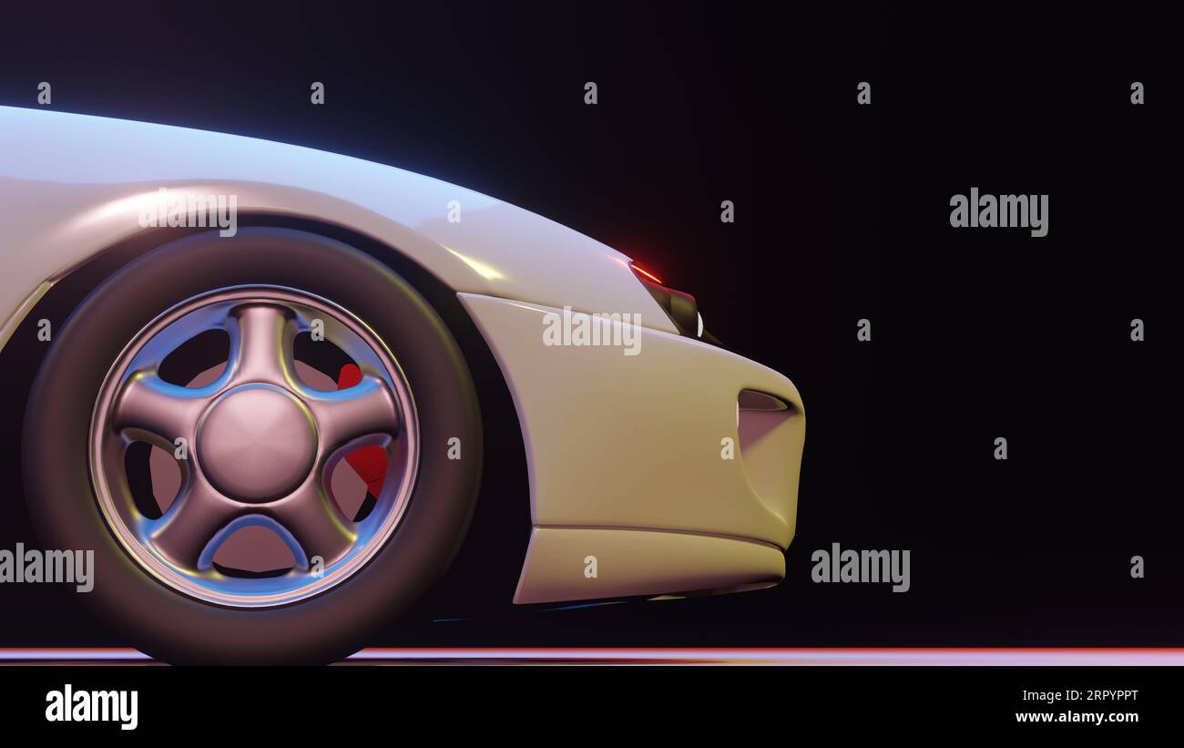 3D rendered luxurious white car studio photoshoot. modern super cart ...