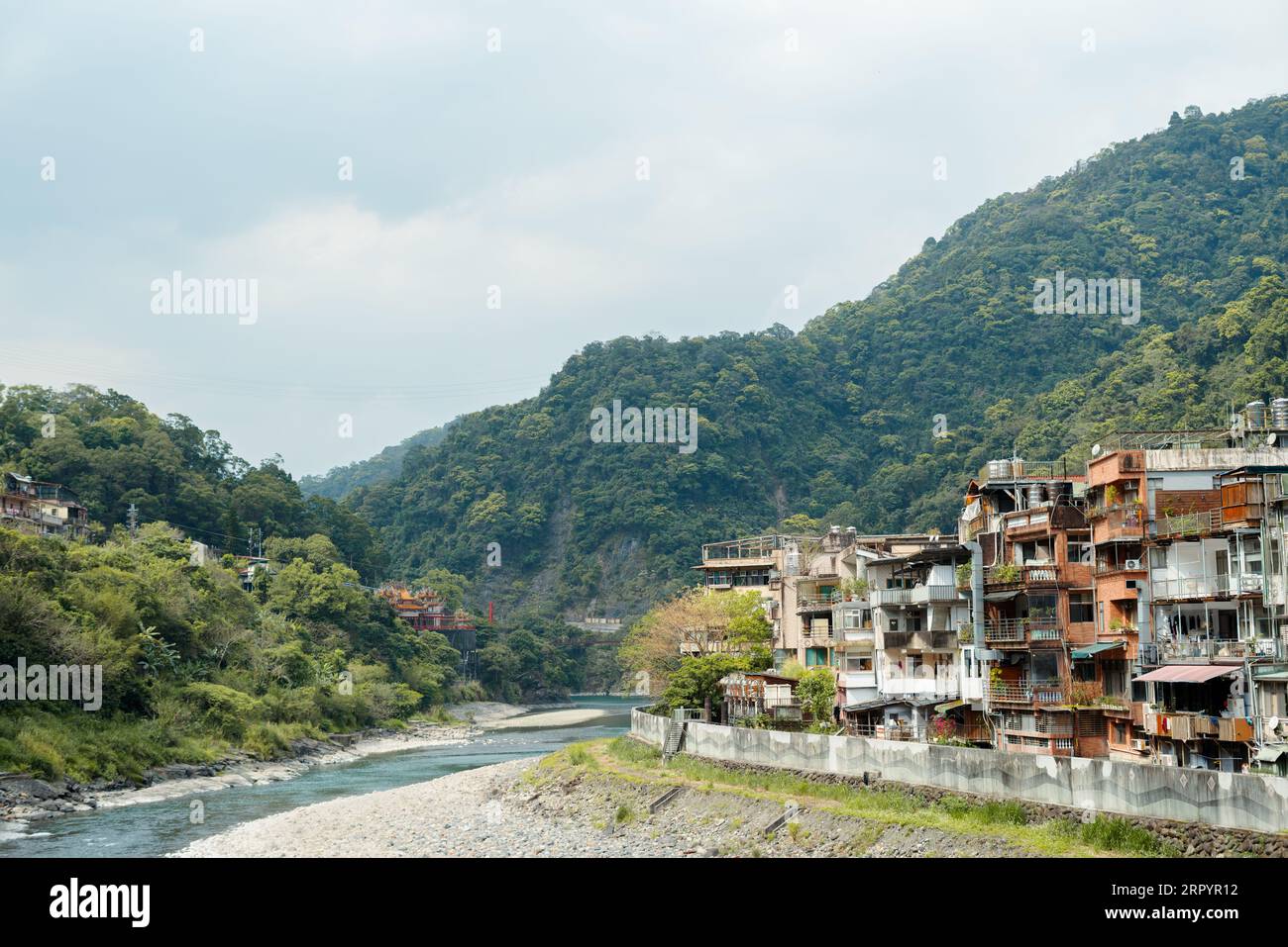 Wulai riverside hot spring village in New Taipei City, Taiwan Stock ...