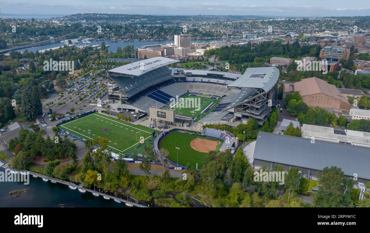 Seattle, WA, USA. 5th Sep, 2023. Aerial view of Husky Stadium ...