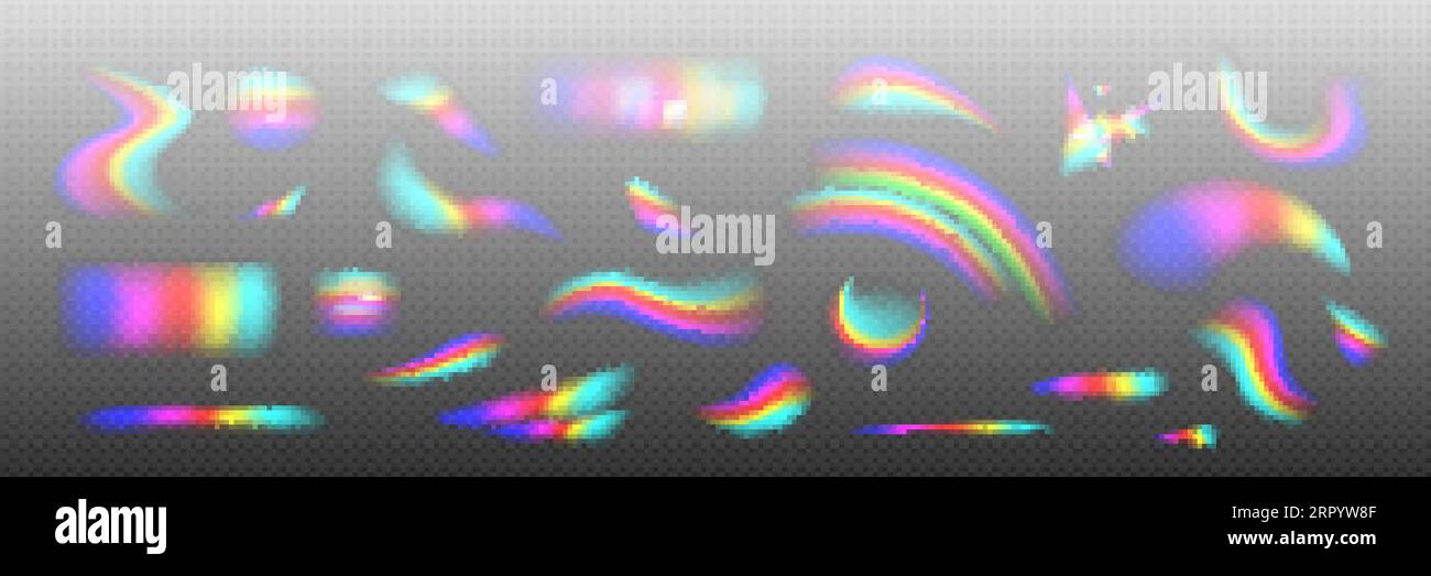 Realistic set of light refraction effects isolated on transparent ...