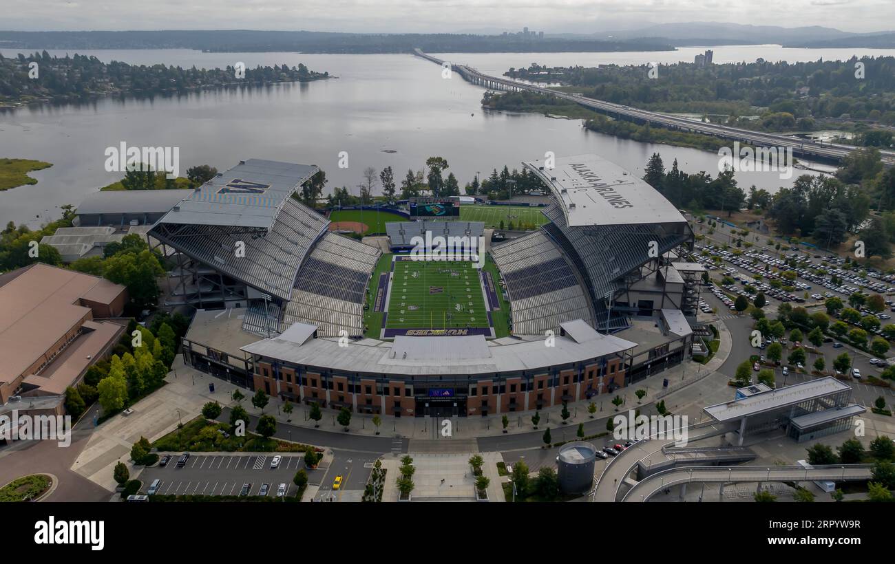 Seattle, WA, USA. 5th Sep, 2023. Aerial view of Husky Stadium ...