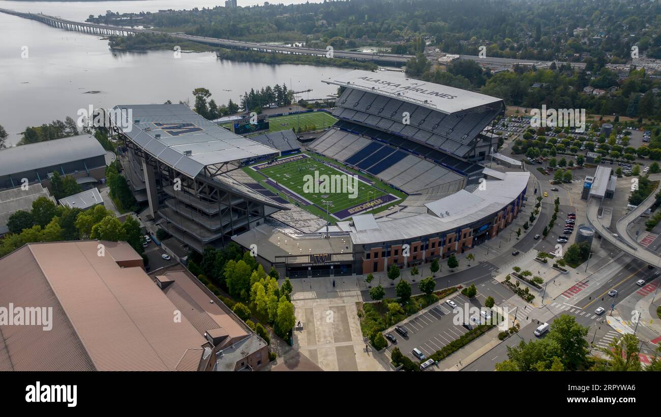 Seattle, WA, USA. 5th Sep, 2023. Aerial view of Husky Stadium ...
