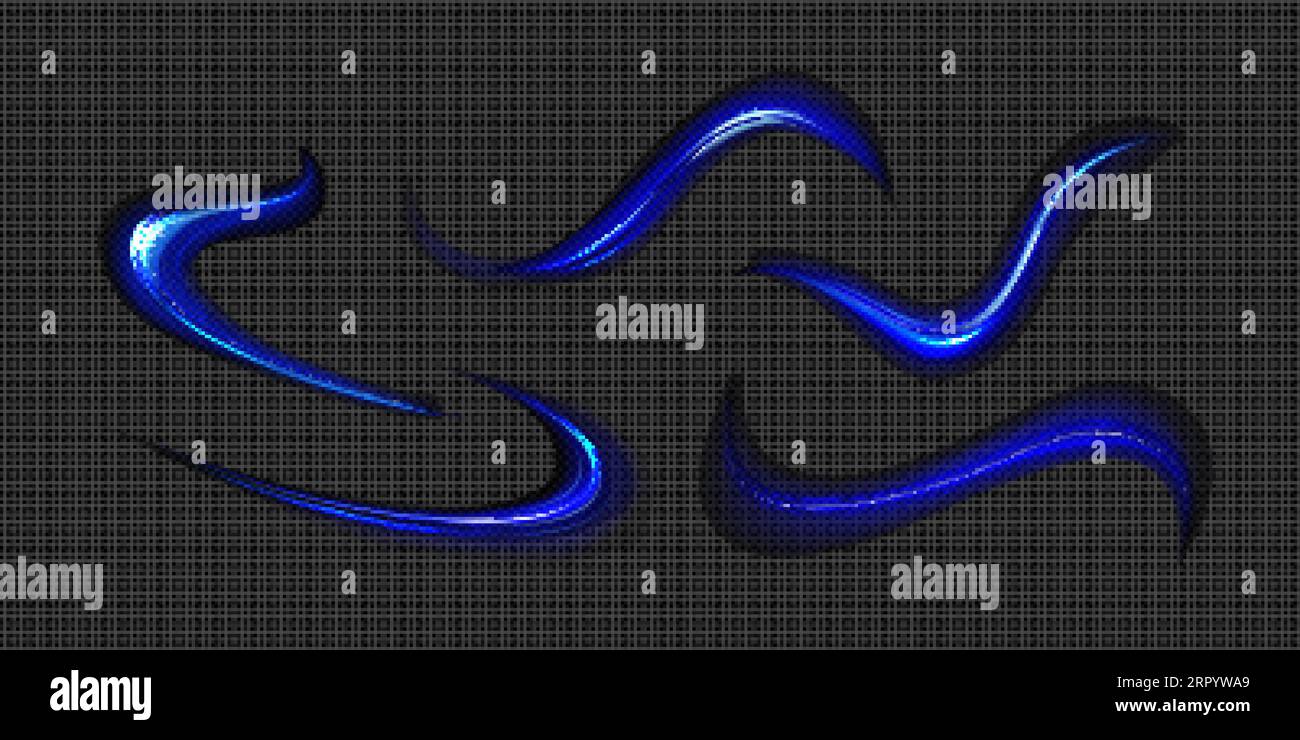 Blue light lines, effect of speed motion trails. Abstract streaks of fast flash movement ...