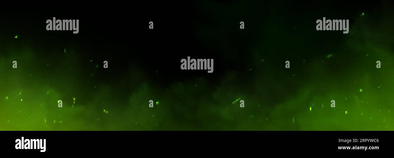 Realistic green smoke with fireflies glowing on black background ...