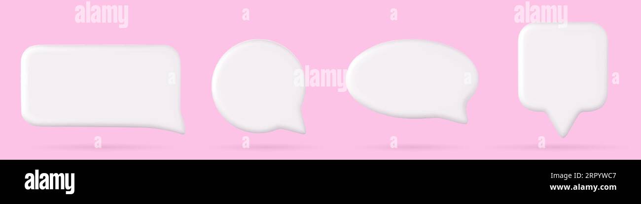 Realistic set of 3D speech boxes isolated on background. Vector ...