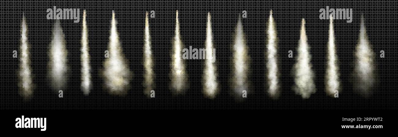 Rocket launch smoke trail vector. Isolated realistic jet takeoff ...