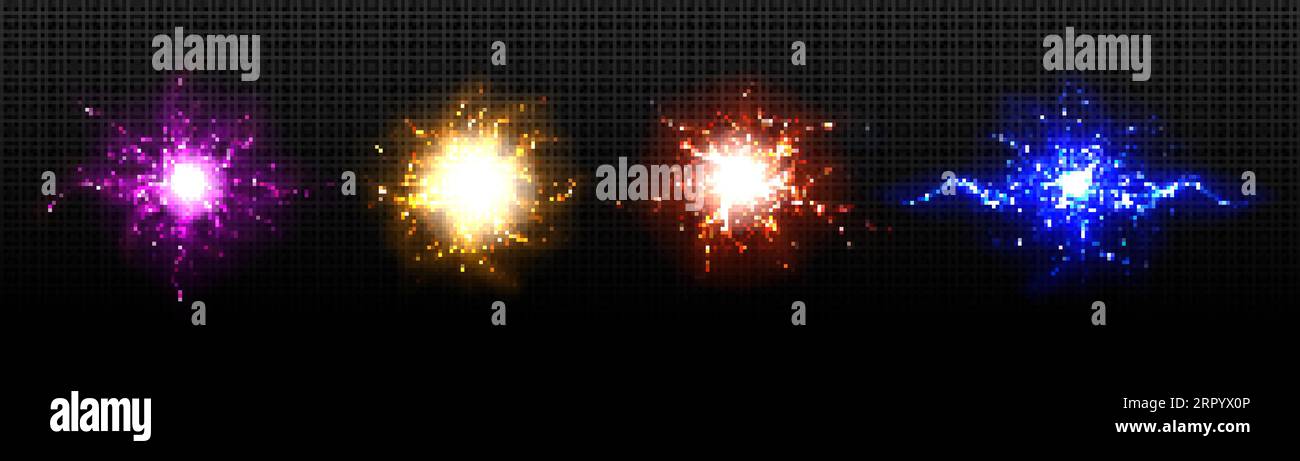 Realistic bolt circle with lightning explosion vector effect. Electric ...