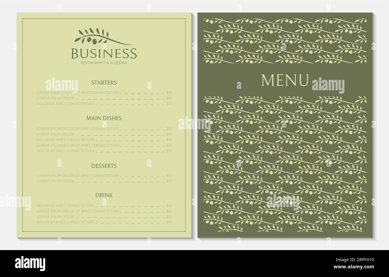 Nice Italian Menu Card Design for Restaurant with Olive Logo Stock ...