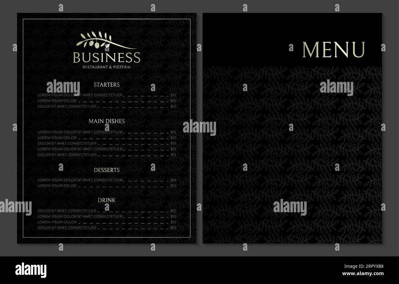 Elegant Menu Design for Italian Style Restaurant in Black Color with ...