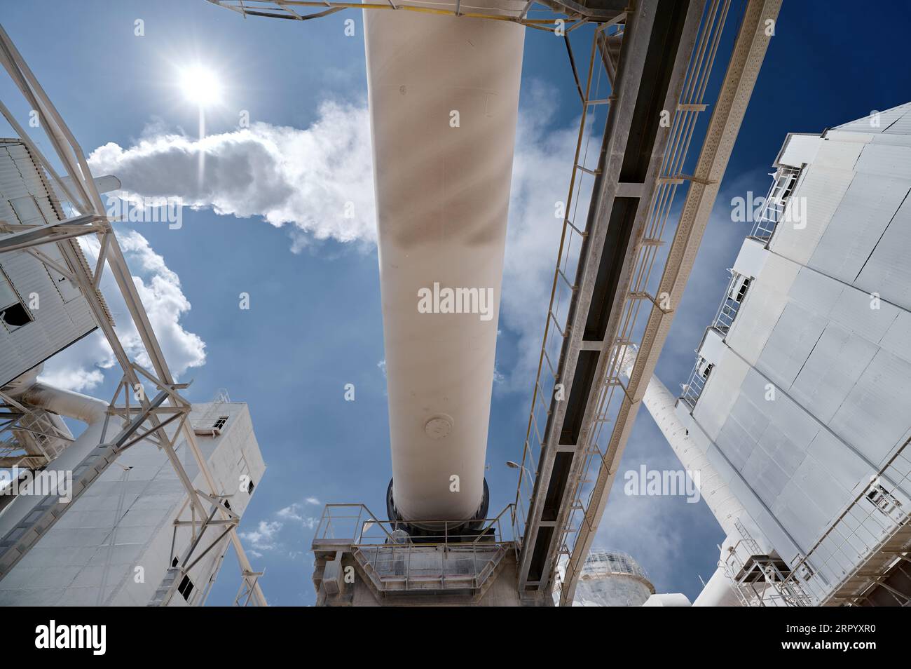 Tubular rotary furnace for construction materials at factory Stock ...