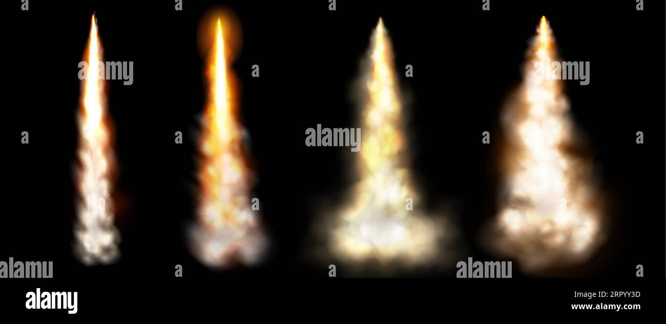 Rocket smoke speed fire trail cloud vector isolated effect. 3d ...